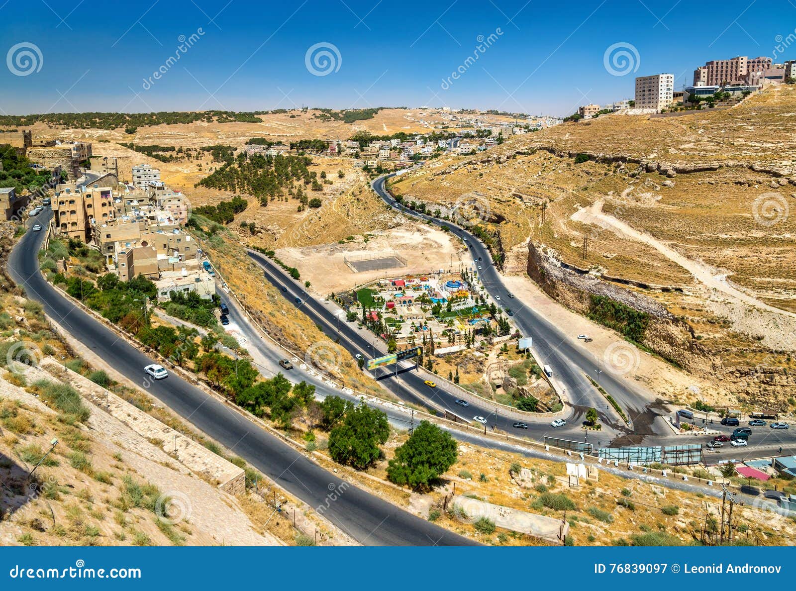 View of Al Karak City from the Castle Stock Image - Image of landscape ...