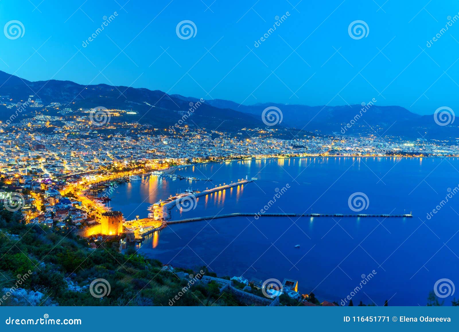 View of Alanya at Night. Turkey Stock Image - Image of tourism ...