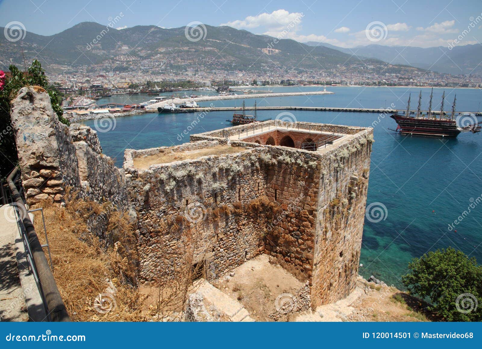 View of Alanya Harbor from Alanya Peninsula. Turkish Riviera Stock ...