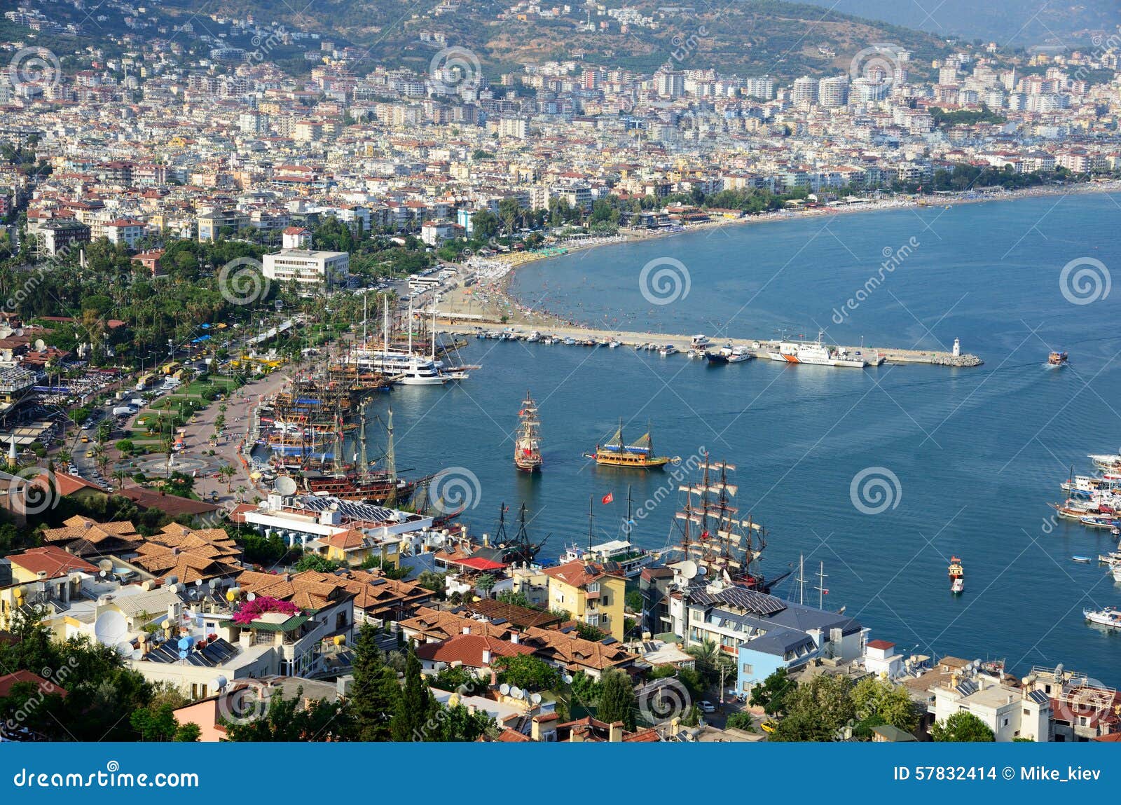 View of Alanya Harbor, Turkey Stock Photo - Image of marina, blue: 57832414