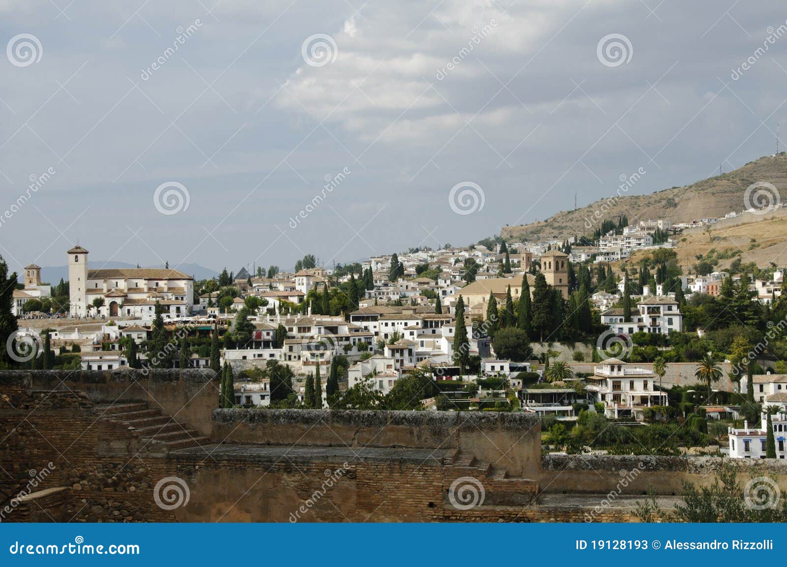 View of the Albaicin in Granada, Spain, and Stock Image - Image of tree ...