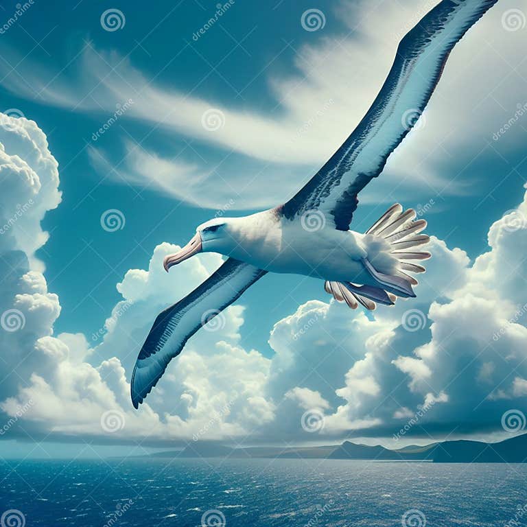 A View of an Albatross in Flight Stock Illustration - Illustration of ...