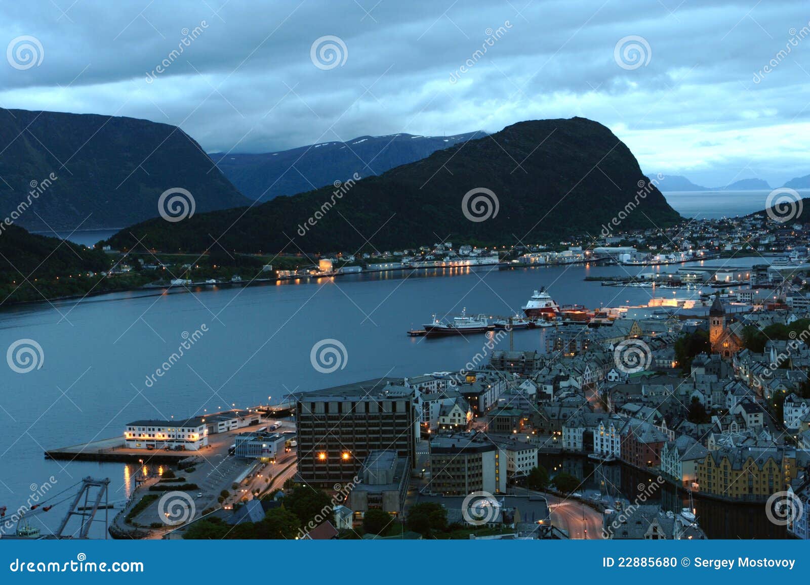 View of the Alesund stock photo. Image of mountains, tower - 22885680