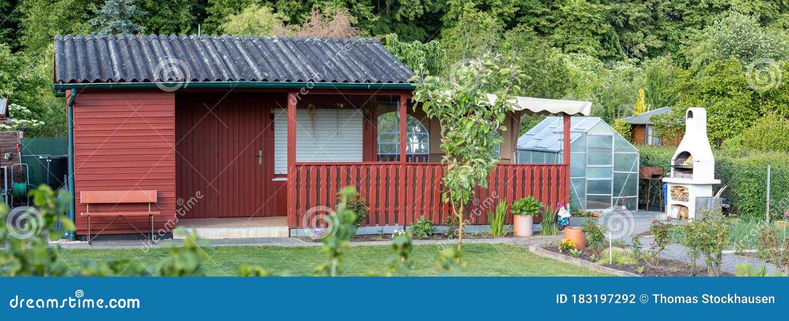 View into a Allotment Garden with a Tiny House Stock Photo - Image of ...