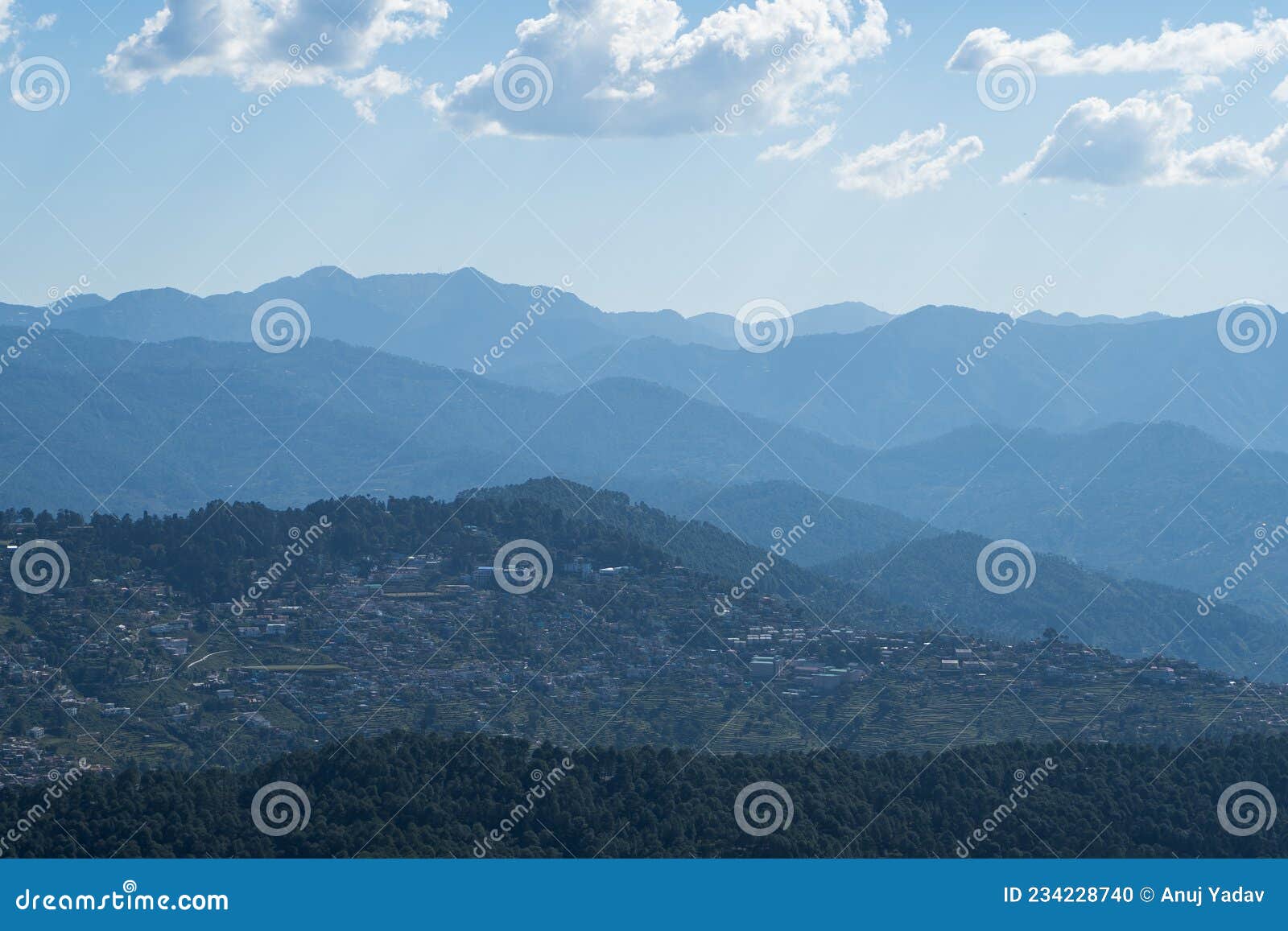 View of Almora City from Kesar Devi on a Bright Sunny Day Stock Photo ...