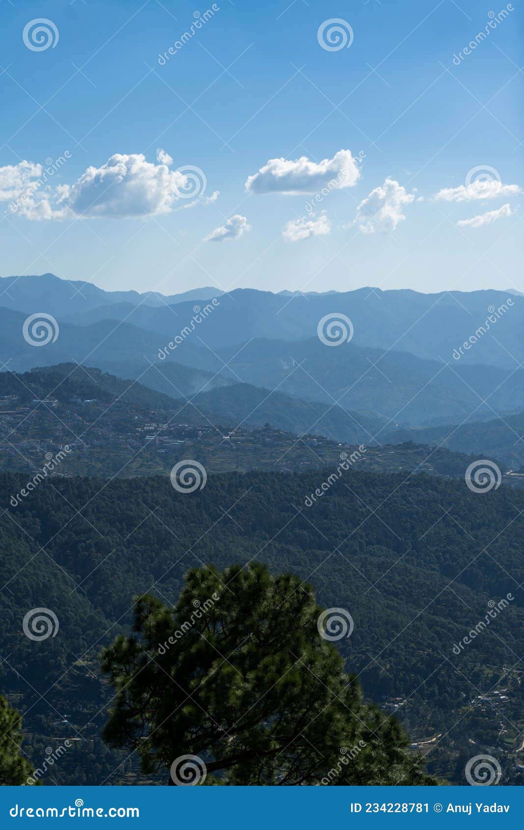 View of Almora City from Kesar Devi on a Bright Sunny Day Stock Image ...