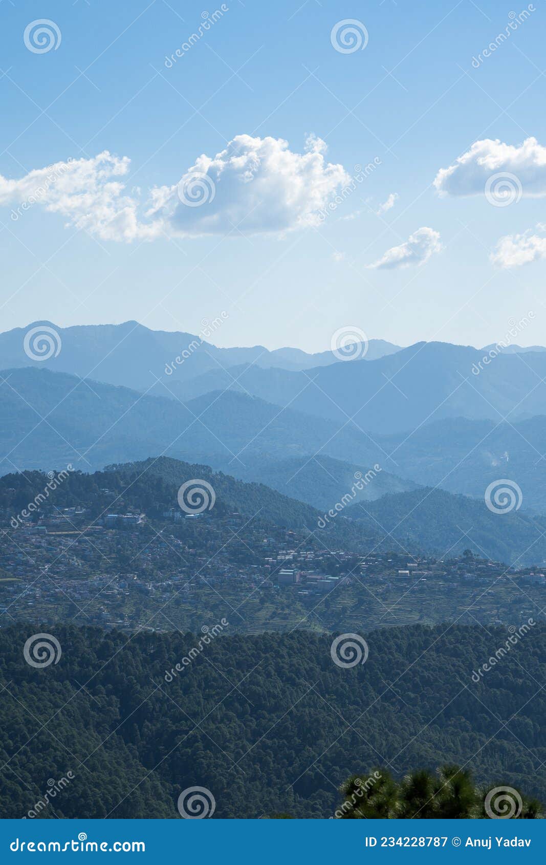 View of Almora City from Kesar Devi on a Bright Sunny Day Stock Image ...