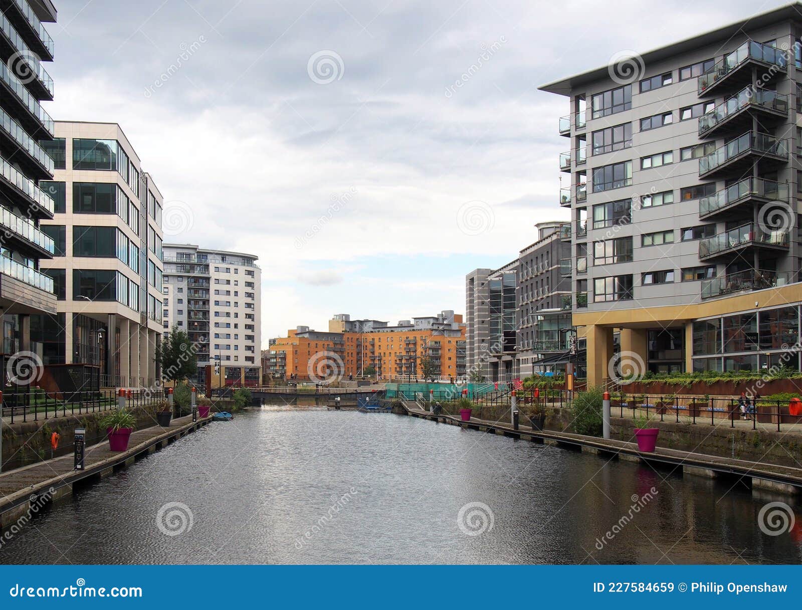 View Along the Dock Development in Leeds with Waterfront Buildings ...