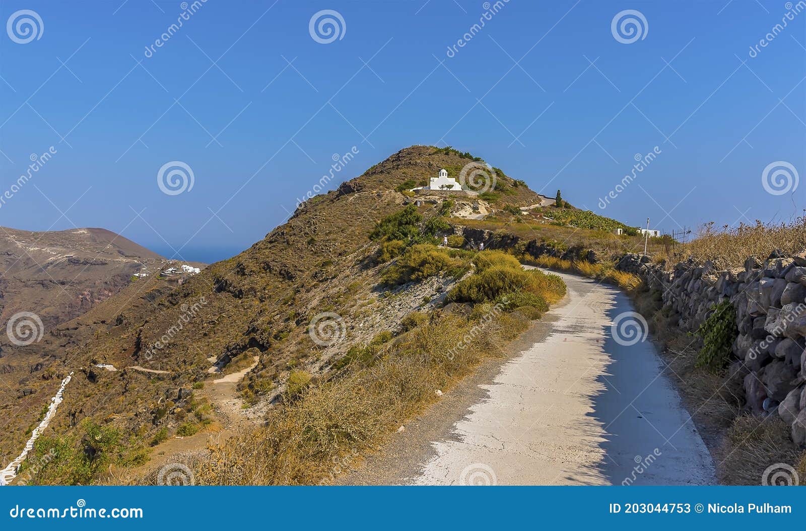 A View Along the Path on the Caldera Rim in Santorini Stock Image ...
