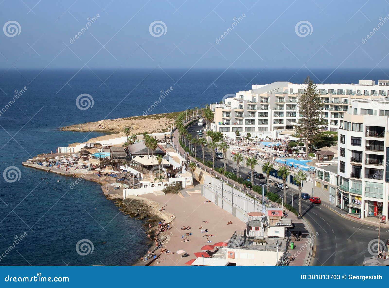 View Along Promenade and Seafront Bugibba, Malta Editorial Stock Photo ...