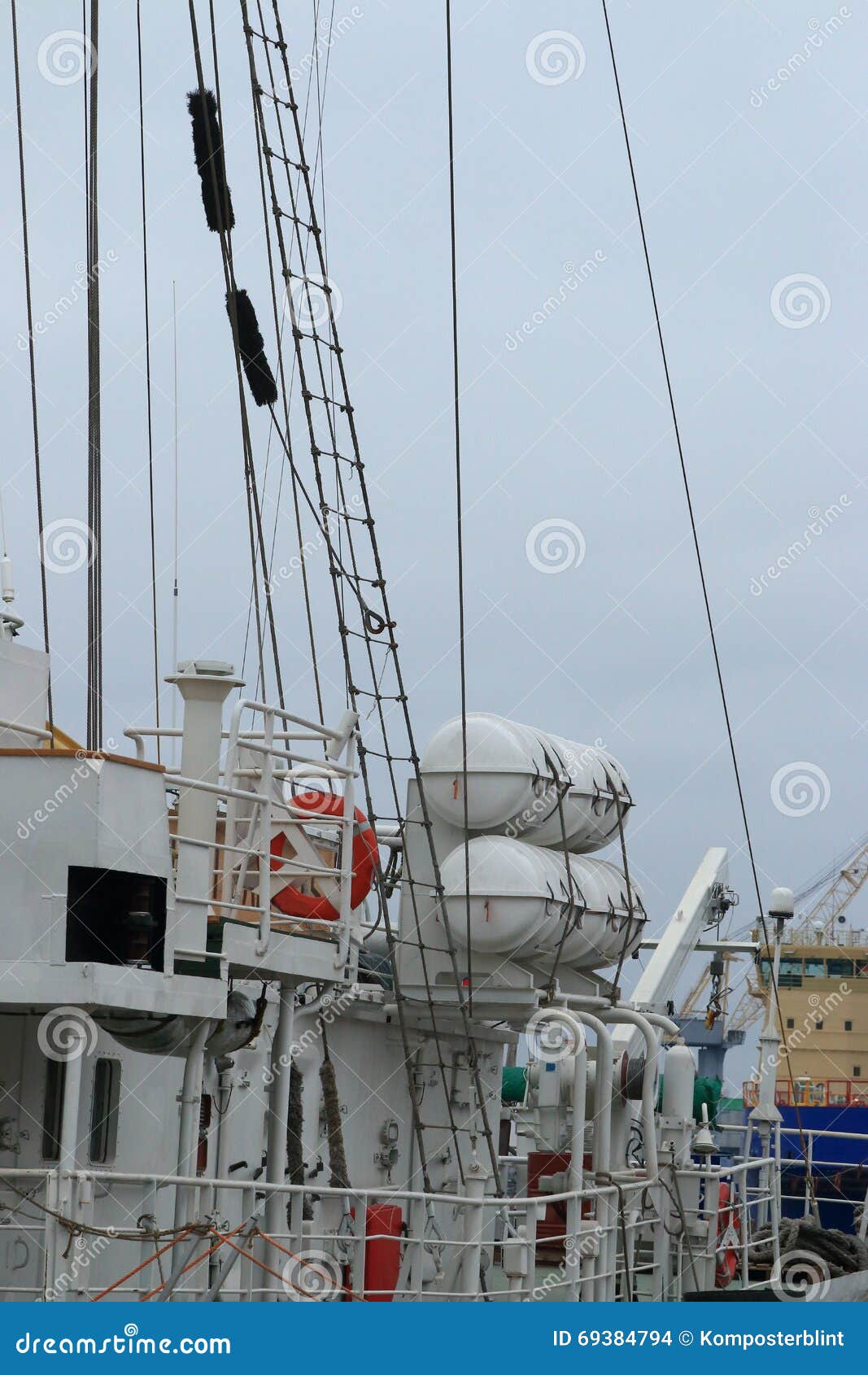 View Along the Ship`s Superstructure with the Guys and Liferafts Stock ...