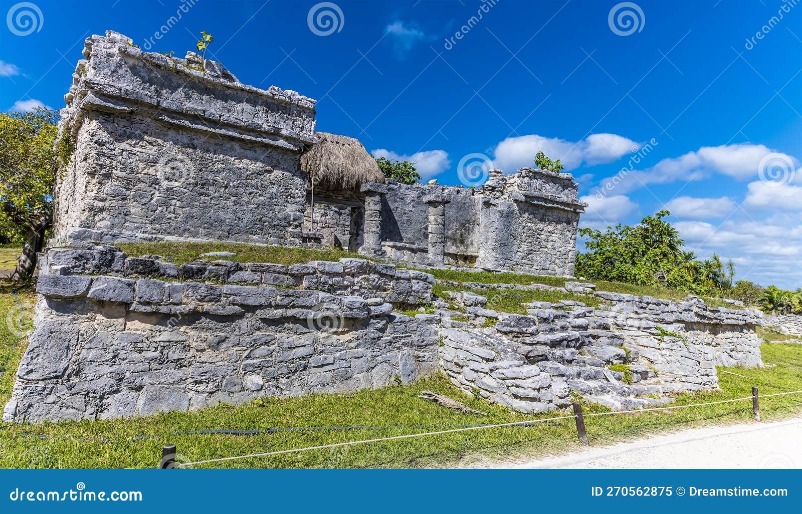 A View Along the Side of Palace Ruins at the Mayan Settlement of Tulum ...