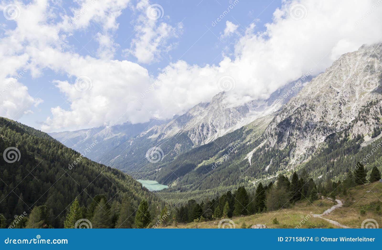 View of Alpine Mountain Range, Valley and Lake. Stock Photo - Image of ...