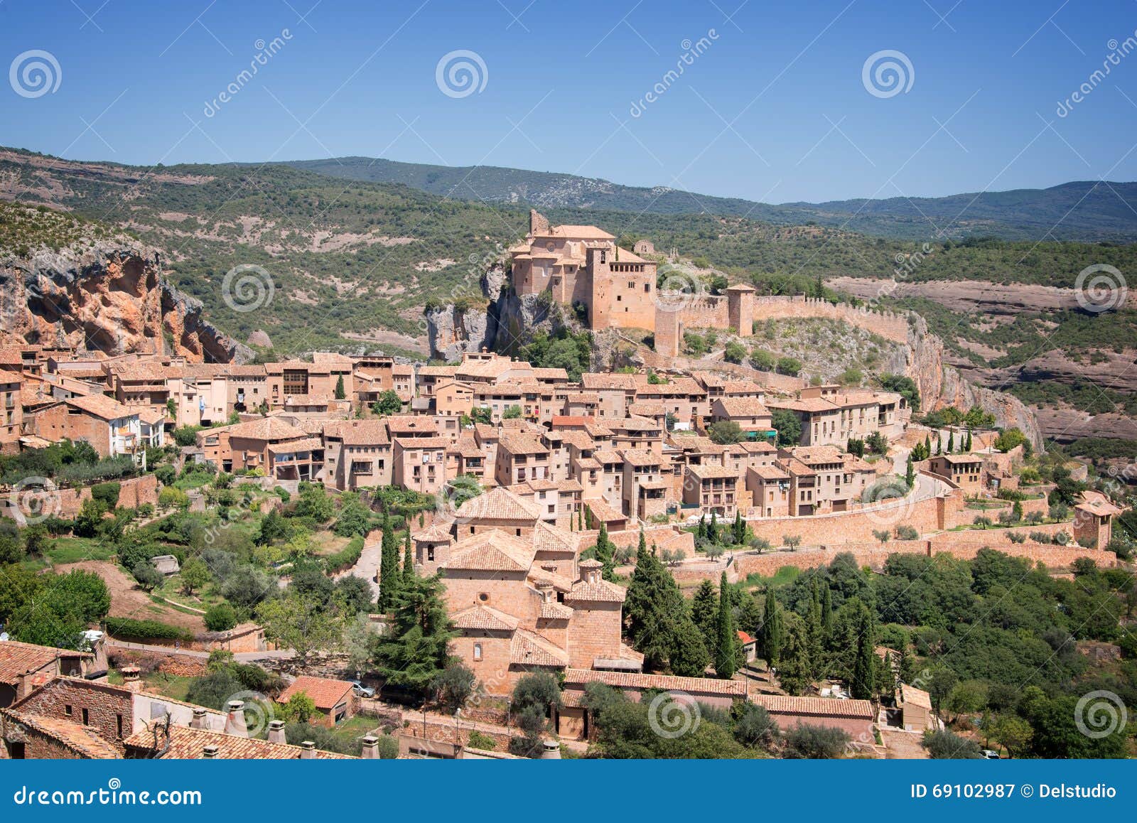 View of Alquezar in Sierra De Guara, Spain Stock Image - Image of city ...