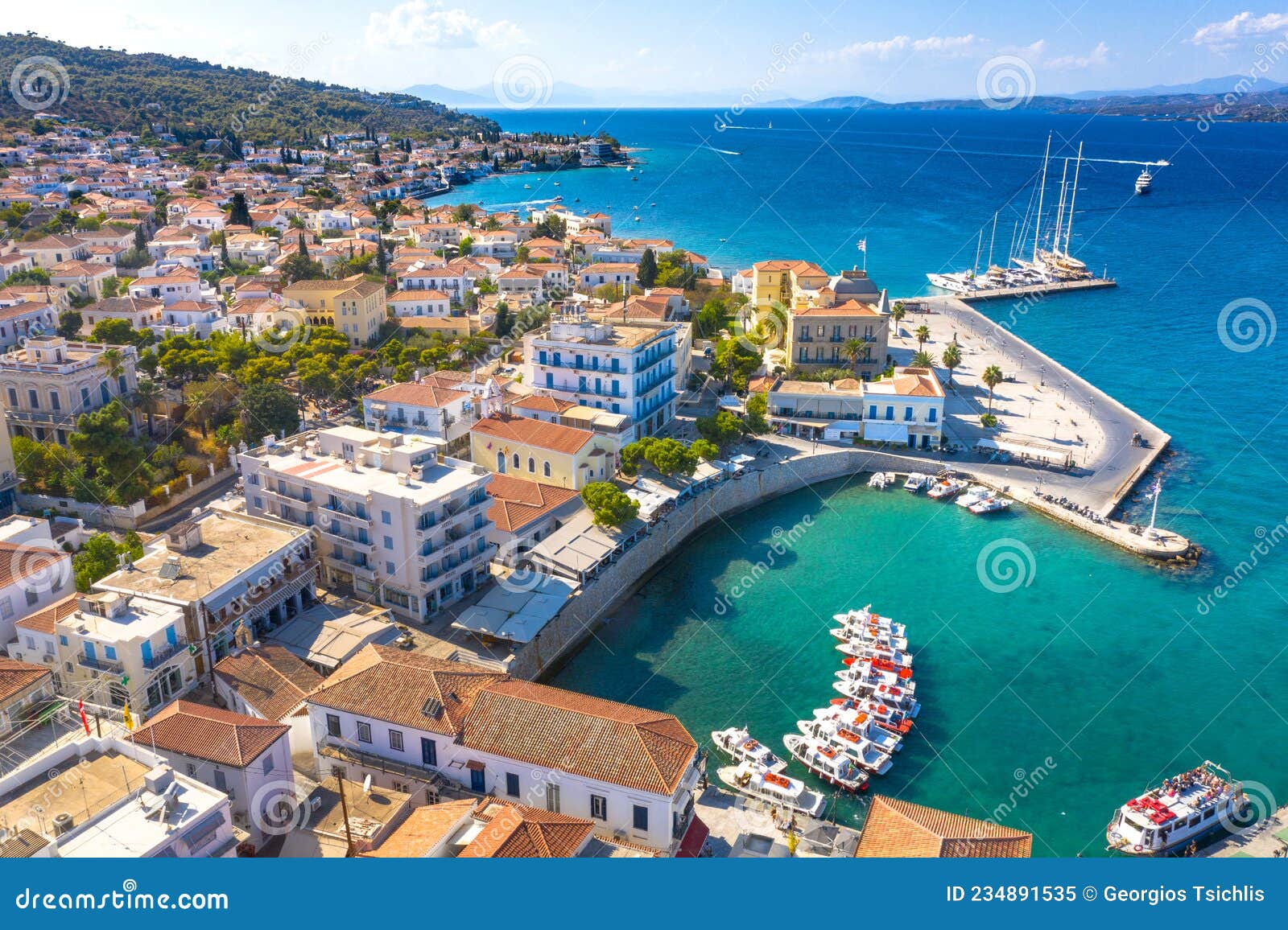 View of the Amazing Island of Spetses, Greece. Stock Image - Image of ...