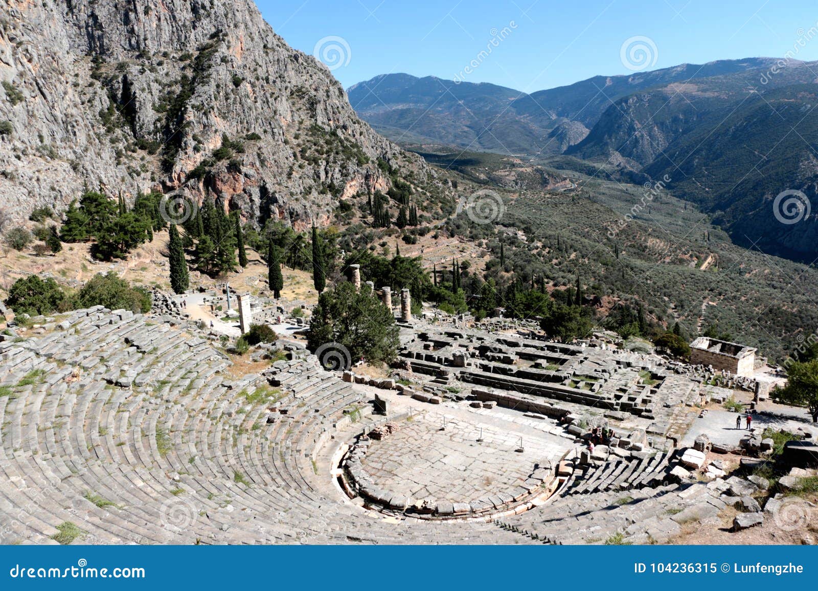 The View on Amphitheater, in the Archaeological Site of Delphi, Greece ...