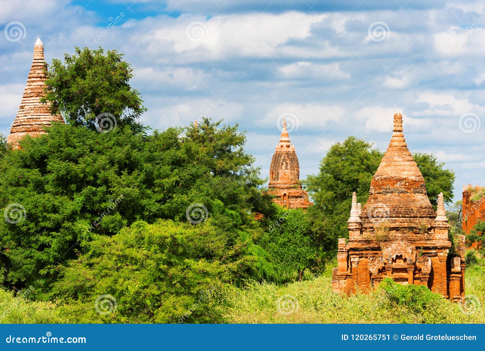 View of the Ancient Pagoda in Bagan, Myanmar. Copy Space for Text ...