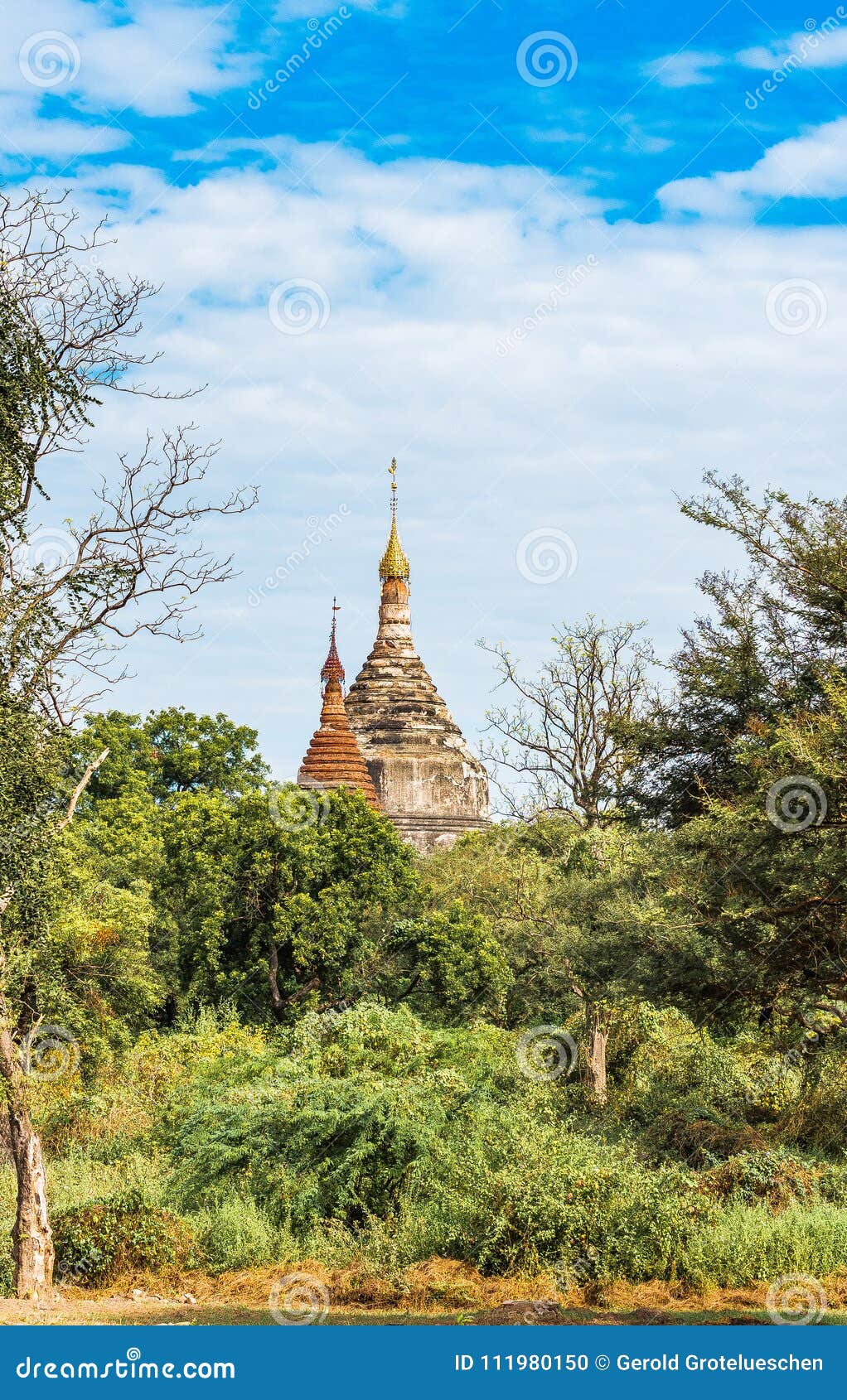 View of Ancient Pagodas in Bagan, Myanmar. Copy Space for Text ...