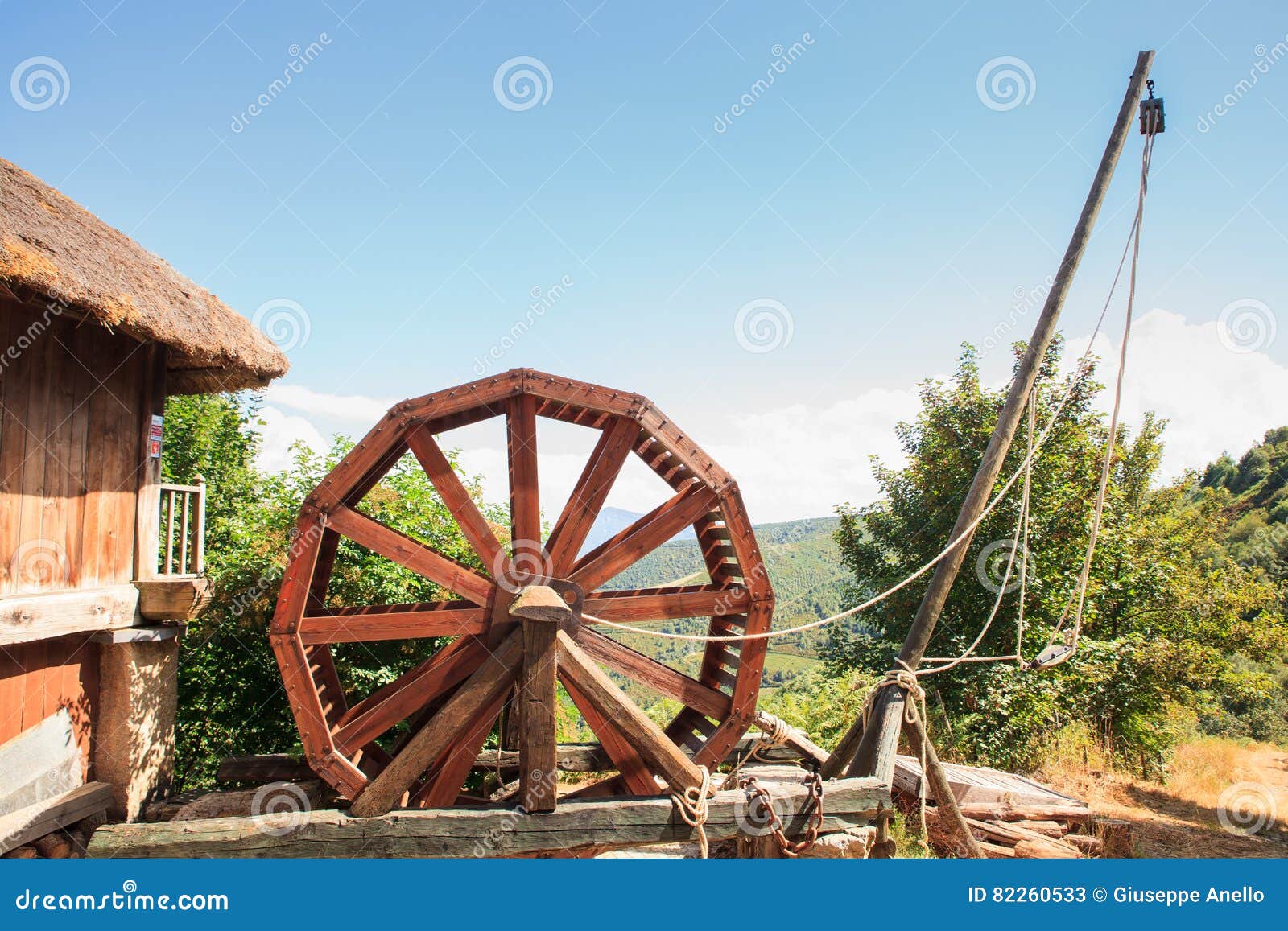 View of Ancient Roman Treadwheel Crane Stock Image - Image of wheel ...