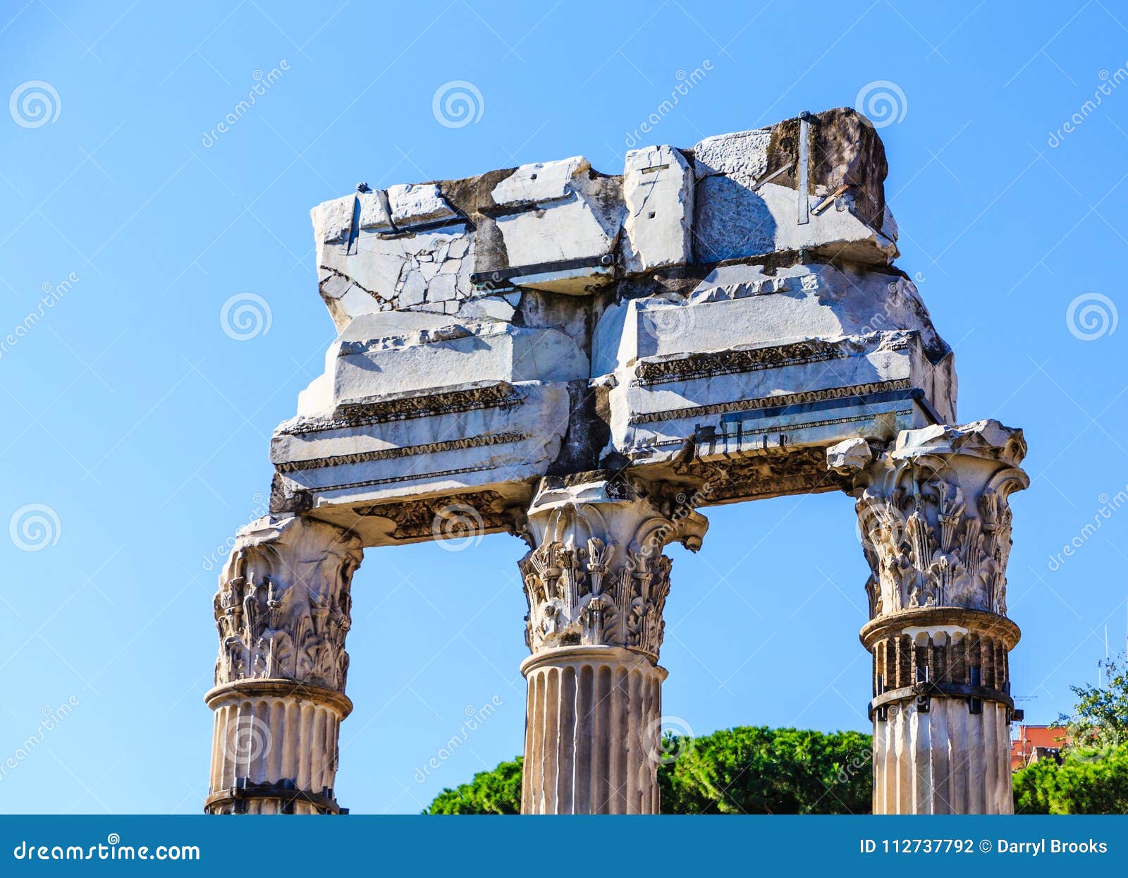 Broken Archstone in Roman Forum Stock Photo - Image of architecture ...