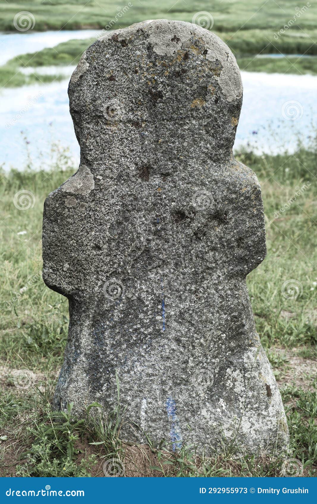 Stone Idol Against the Background of the River Stock Image - Image of ...