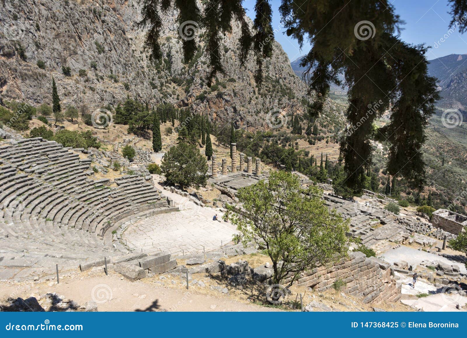 View of the Ancient Temple Complex in Delphi from the Mountain, Greece ...