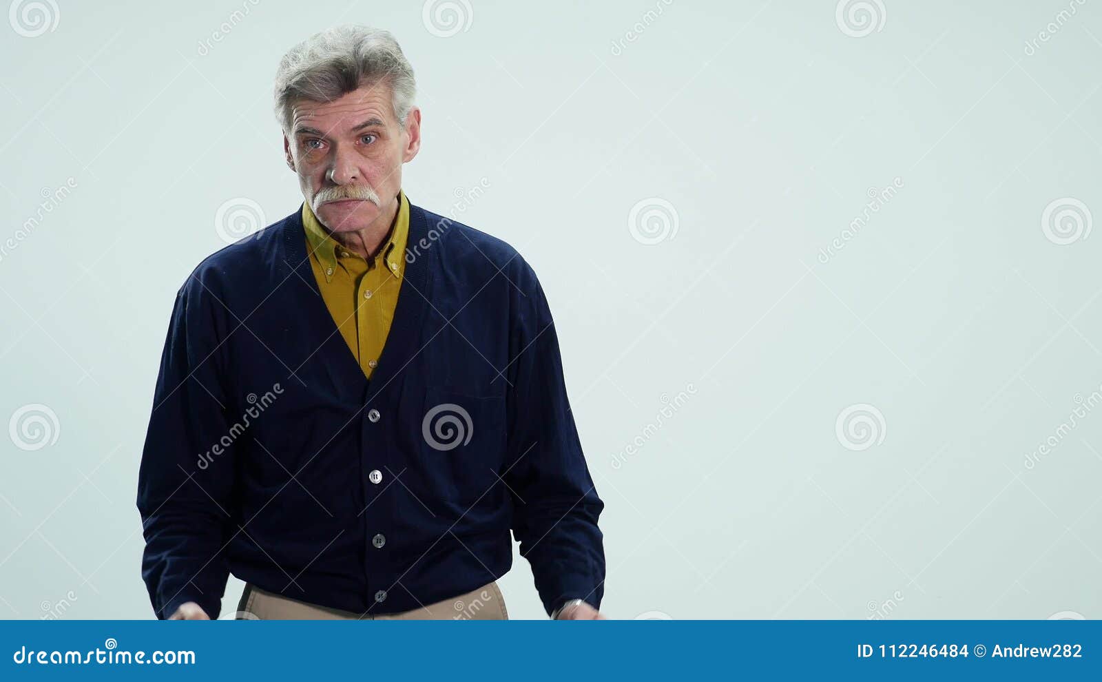 View of an Angry Old Man on White Background Stock Footage - Video of ...