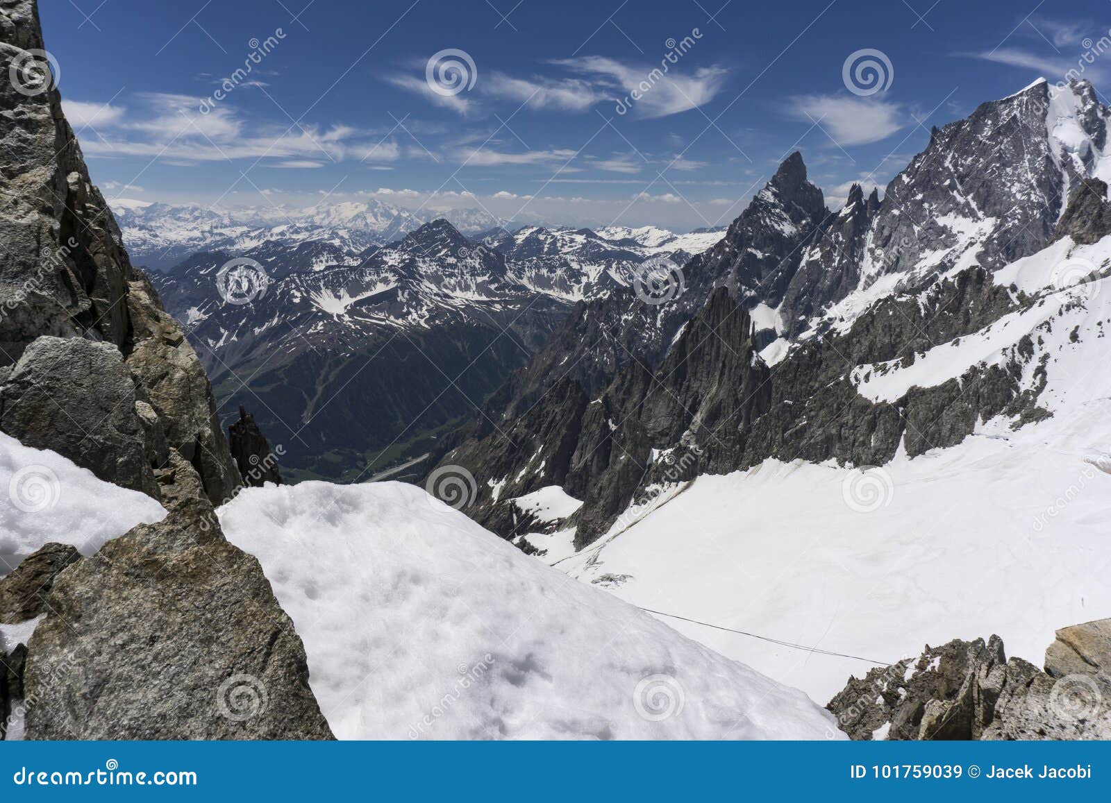A View of the Aosta Valley from the Summit of Punta Helbronner. Stock ...