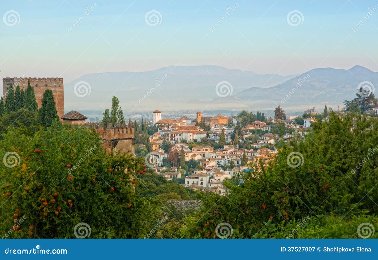 View of the Arab Quarter in Granada Stock Image - Image of blue, arabic ...