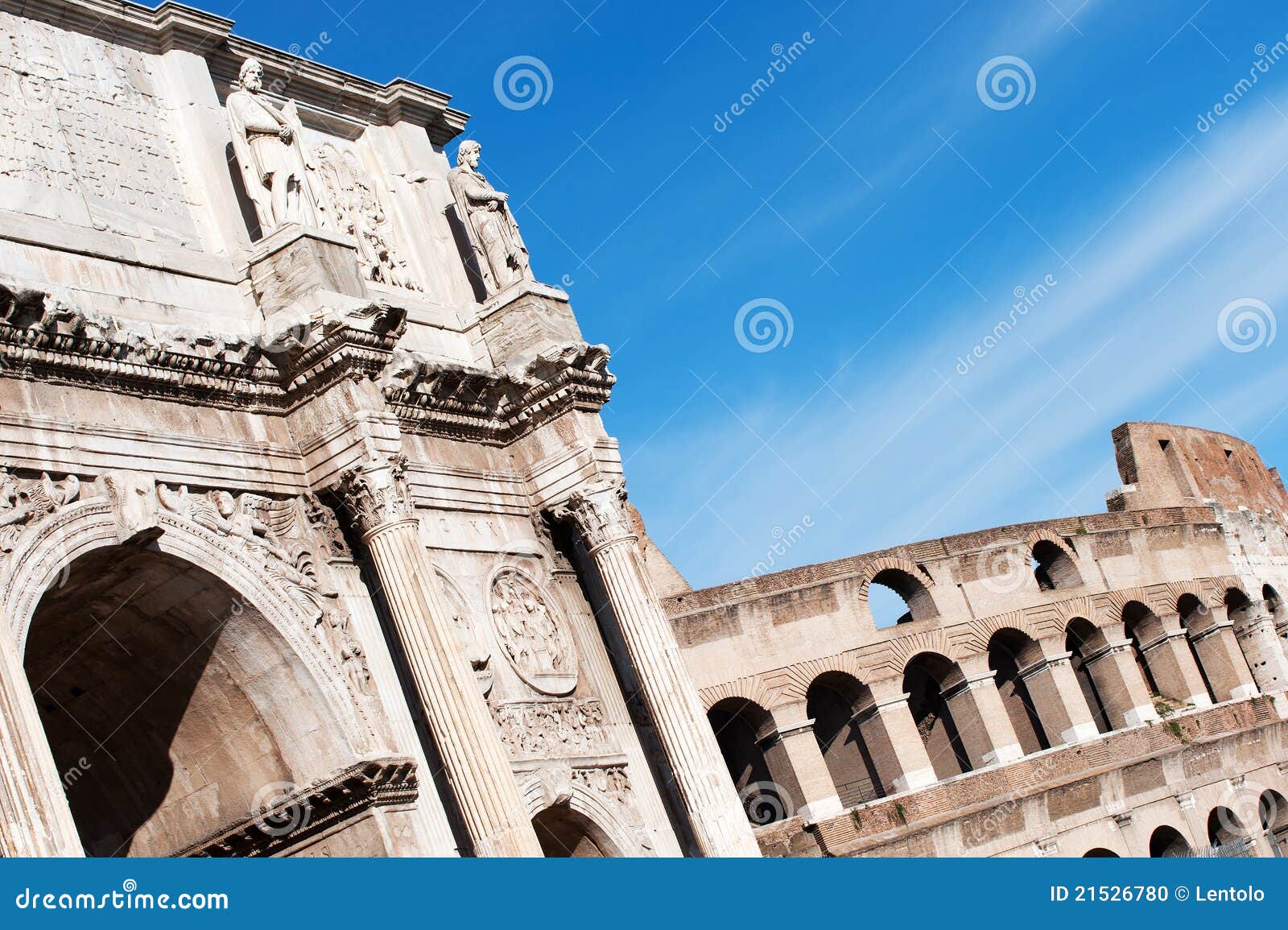 View of Arc and Colosseum in Rome Stock Photo - Image of julius, caesar ...