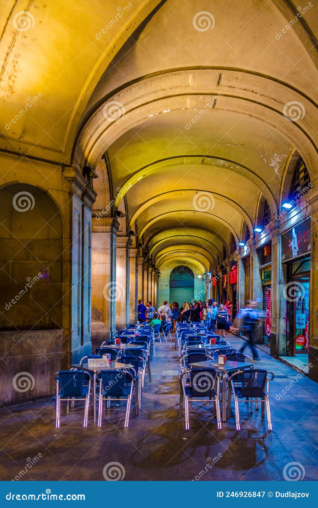 View of an Arcade at the Placa Reial in Barcelona, Spain....IMAGE ...