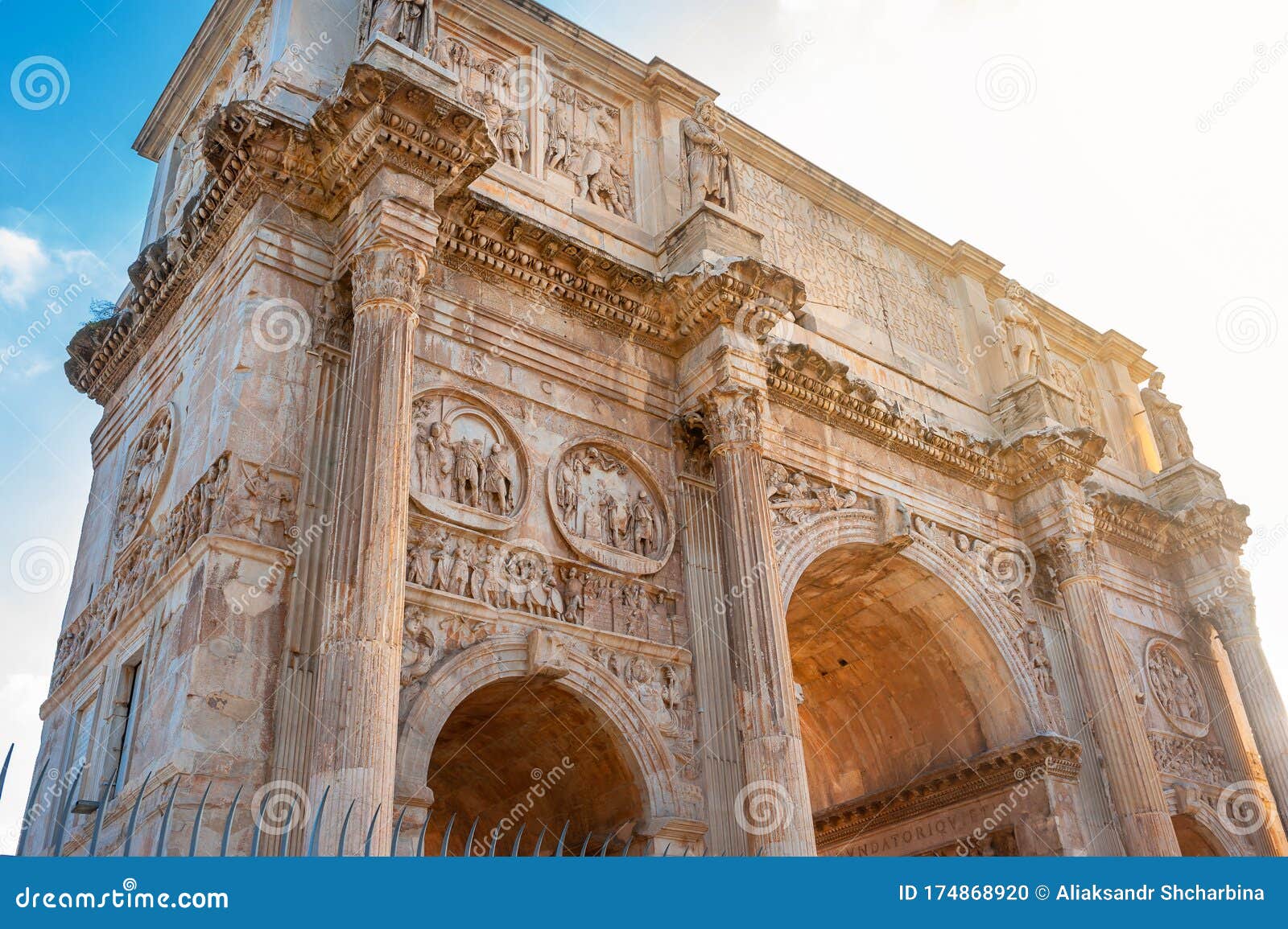 View of the Arch of Constantine in Rome at Dawn. Stock Photo - Image of ...