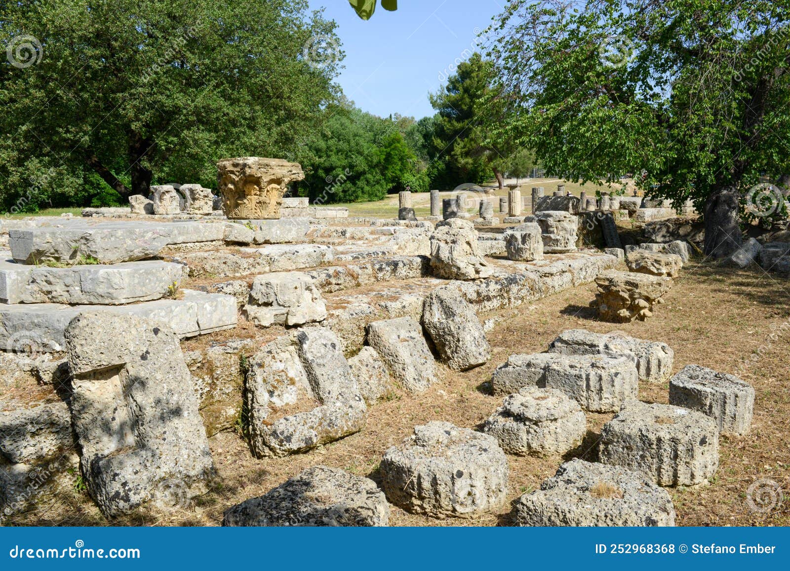 View at the Archeological Site of Ancient Olympia, Greece Stock Photo ...