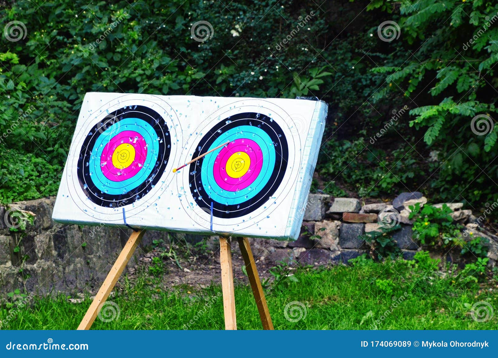 View of Archery Target Standing on a Meadow Stock Image - Image of ...