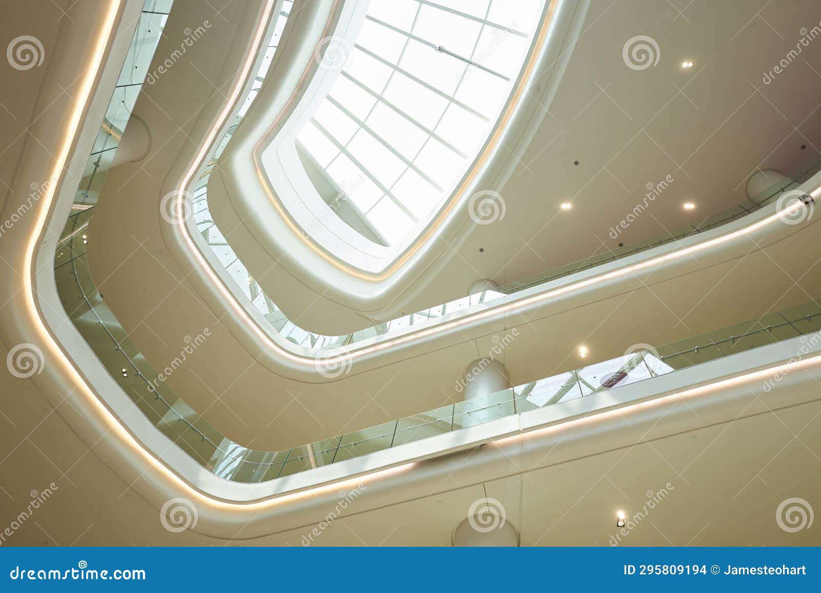 View of Architectural Details with Futuristic Ceiling with Lighting ...