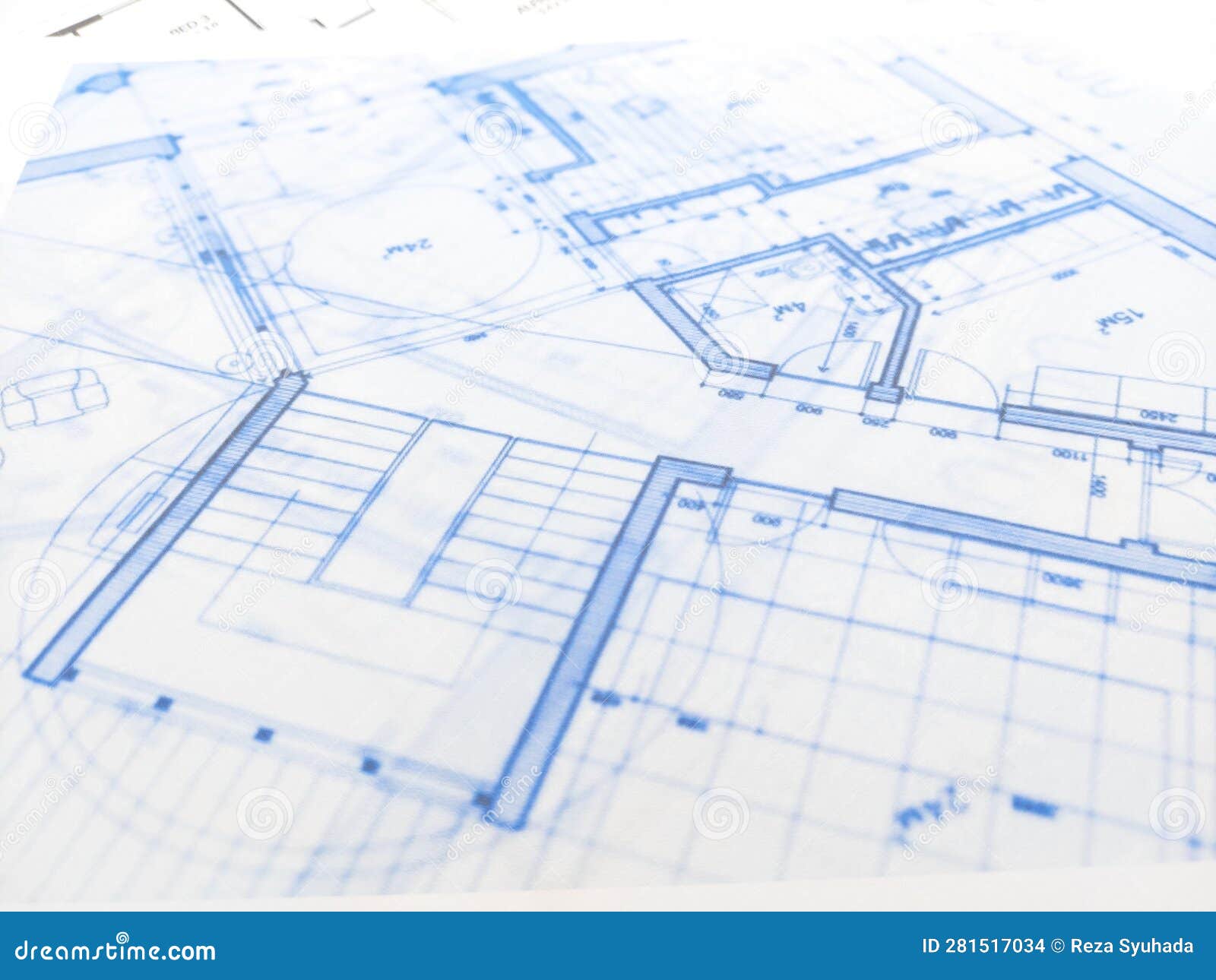 House Plan Project Engineering Design on Side View Stock Photo - Image ...