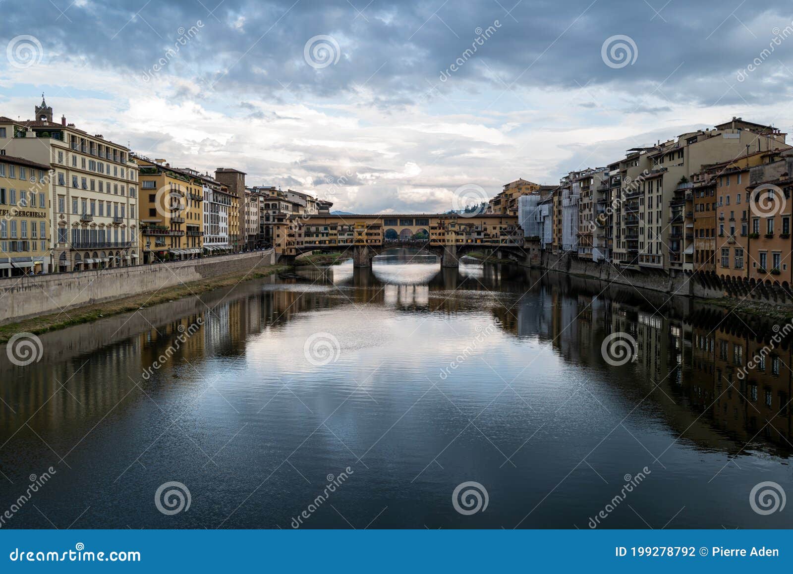 A View of the Arno from a Bridge in Florence Stock Photo - Image of ...