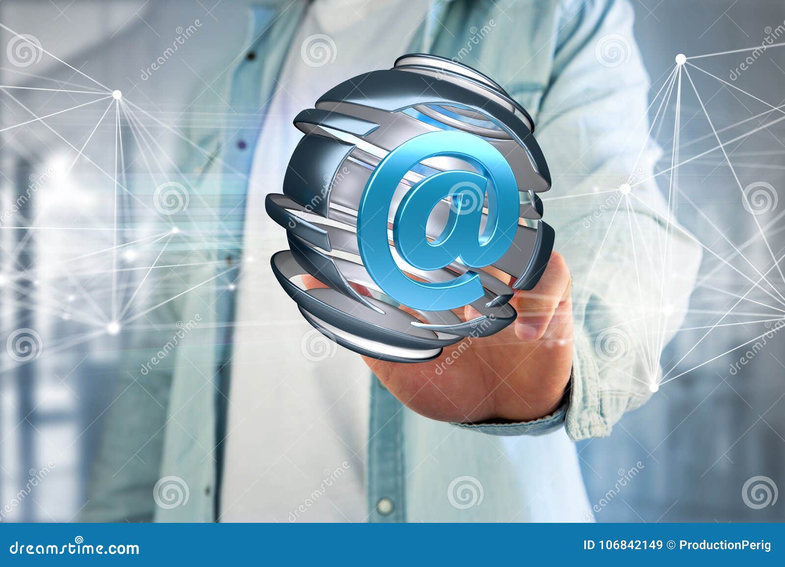 Arobase Symbol Displayed in a Sliced Sphere - 3D Rendering Stock Image ...