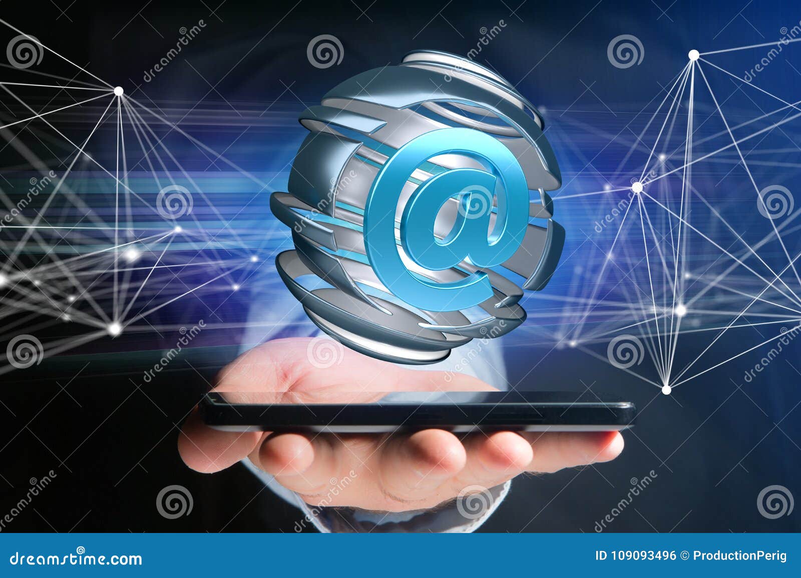 Arobase Symbol Displayed in a Sliced Sphere - 3D Rendering Stock Photo ...