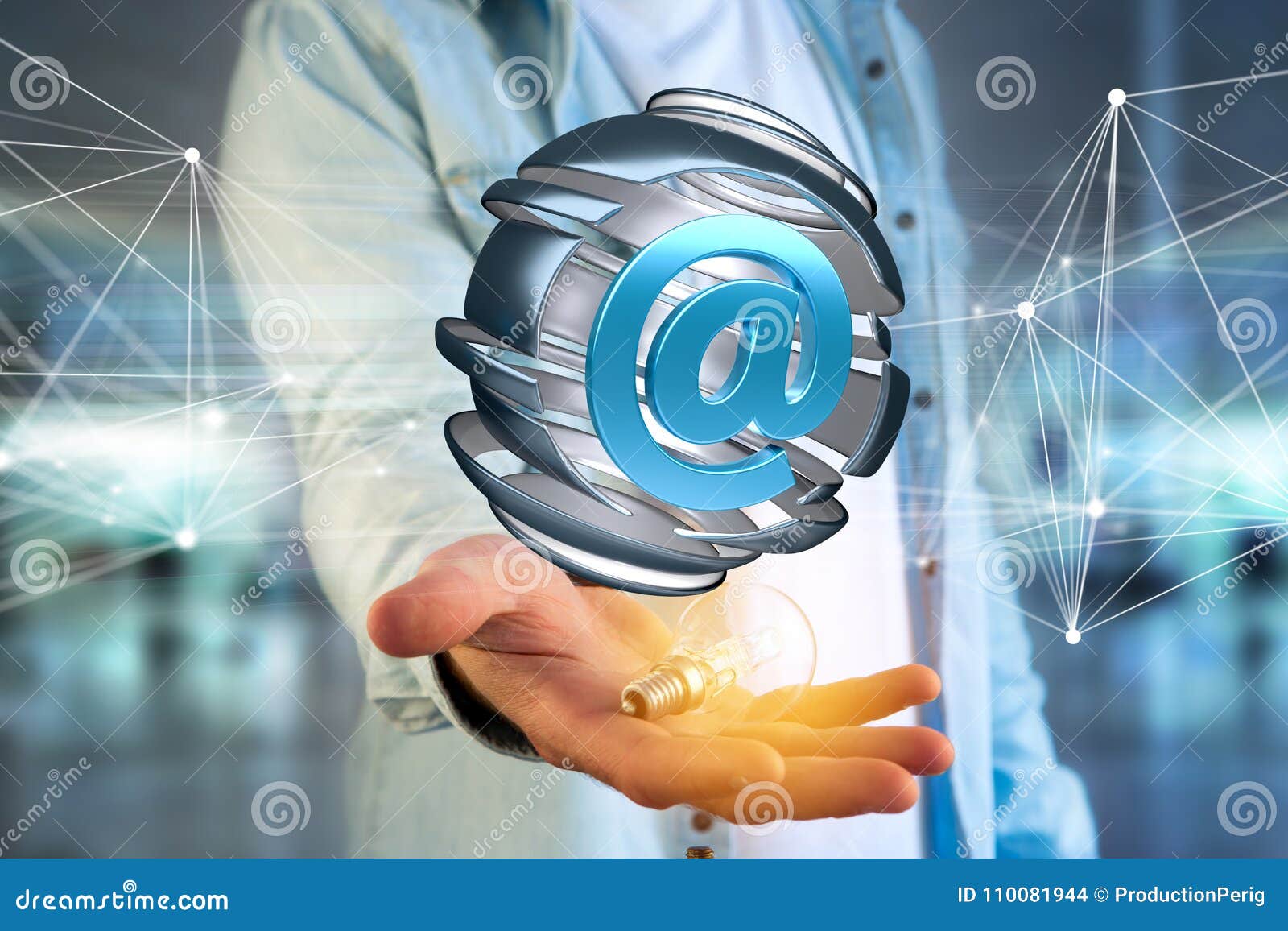 Arobase Symbol Displayed in a Sliced Sphere - 3D Rendering Stock Photo ...