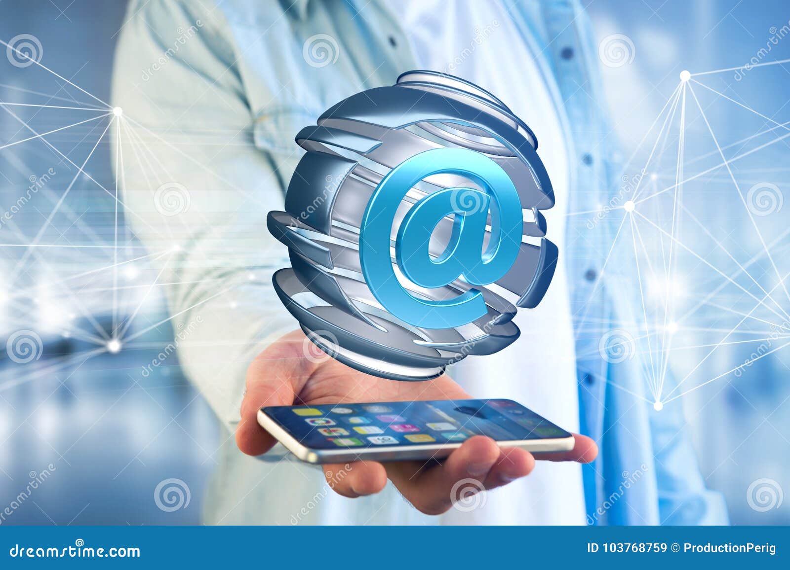 Arobase Symbol Displayed in a Sliced Sphere - 3D Rendering Stock Image ...