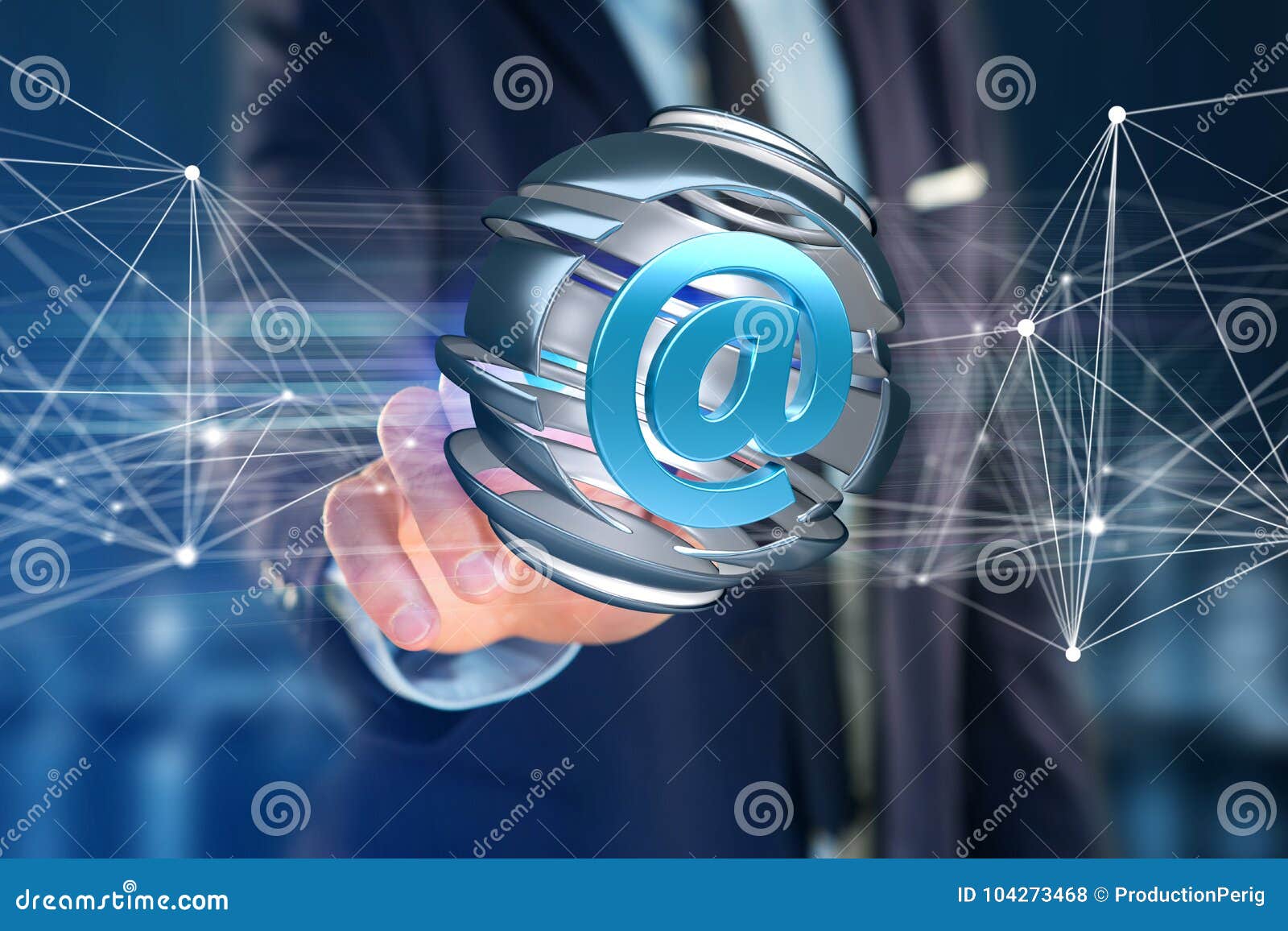 Arobase Symbol Displayed in a Sliced Sphere - 3D Rendering Stock ...