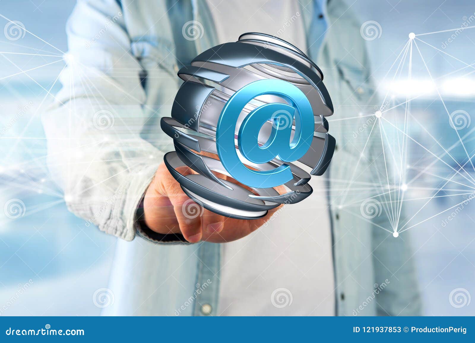 Arobase Symbol Displayed in a Sliced Sphere - 3D Rendering Stock Image ...