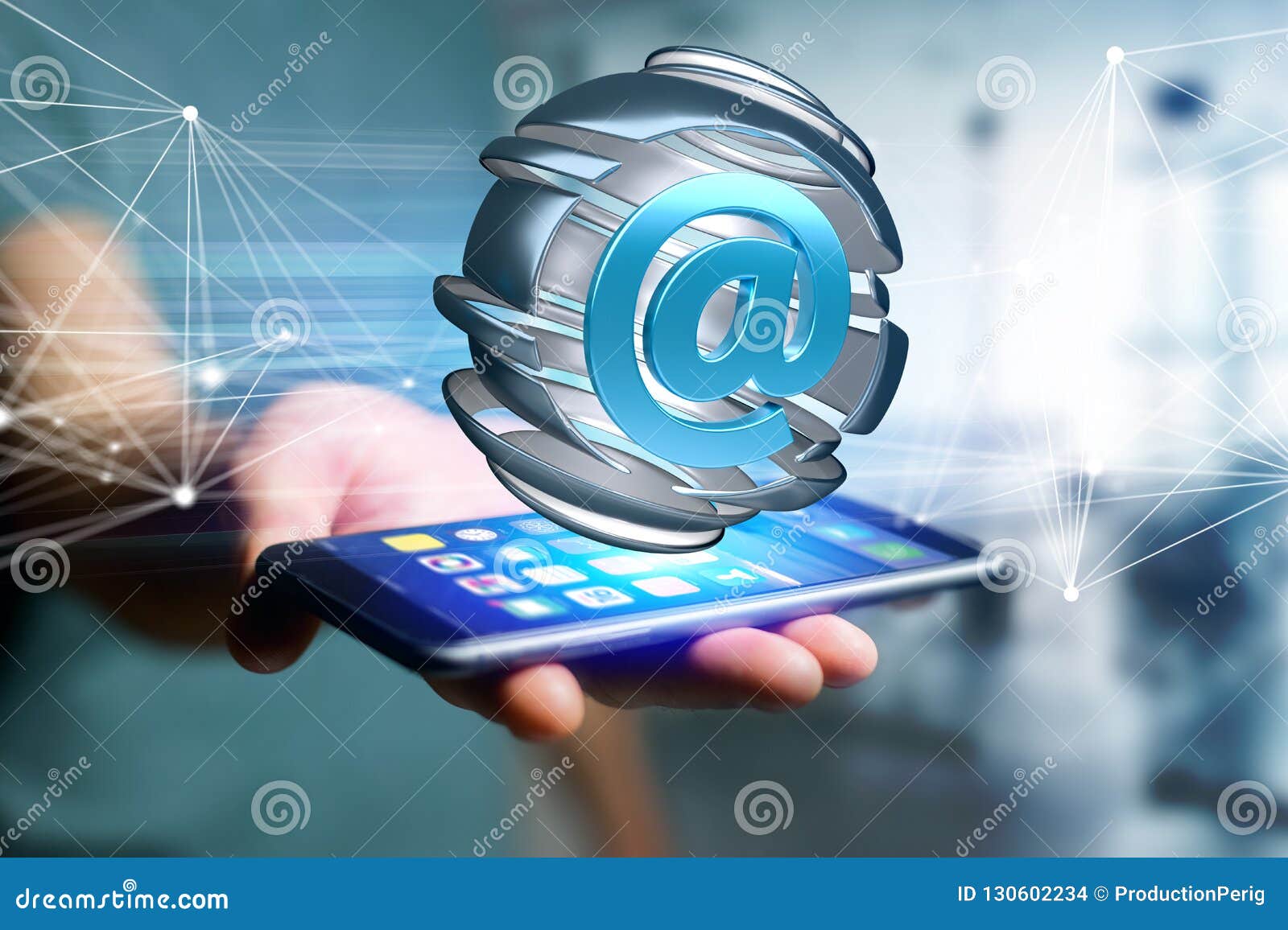 Arobase Symbol Displayed In A Sliced Sphere - 3D Rendering Stock Photo ...