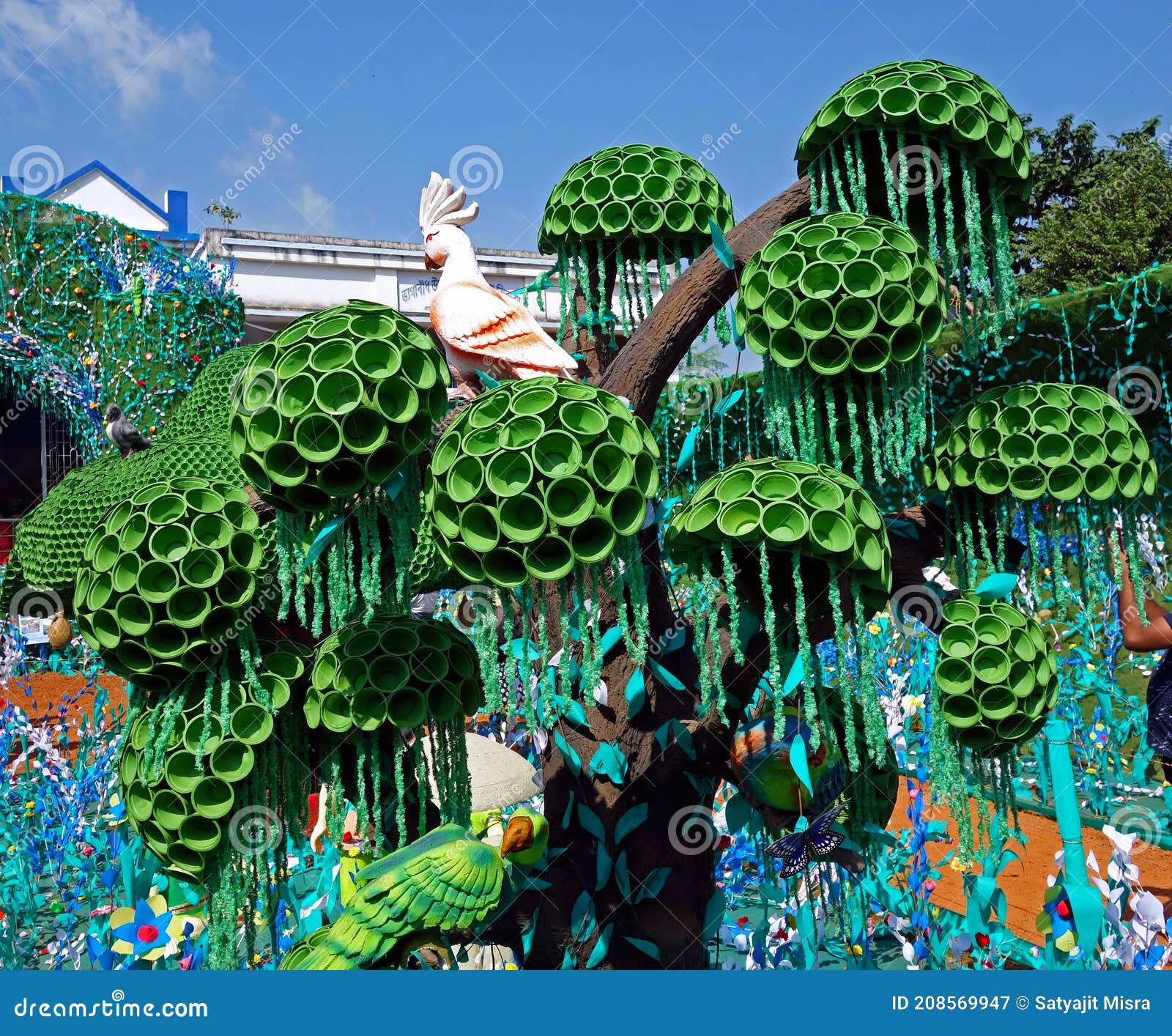 View of Artificial Beehive Shaped Design Decorated with Coloured ...