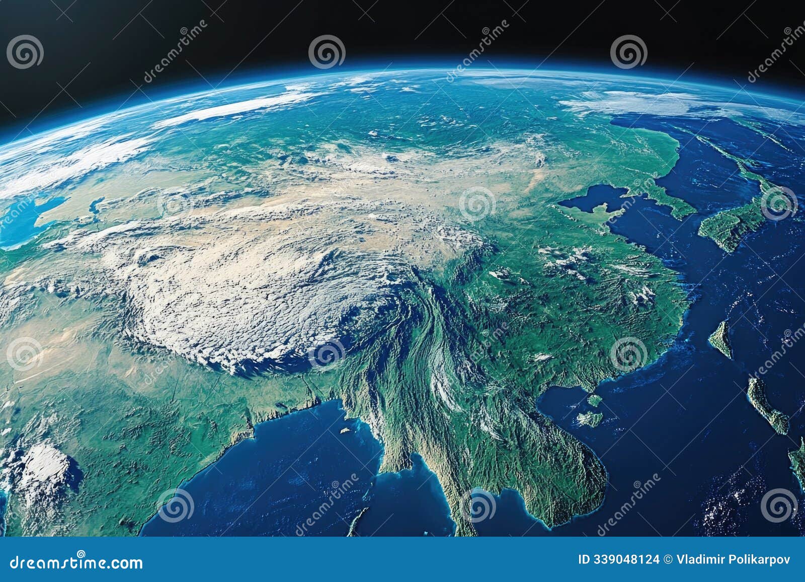 View of Asia from Space, Blue Planet Earth in Orbit Stock Photo - Image ...