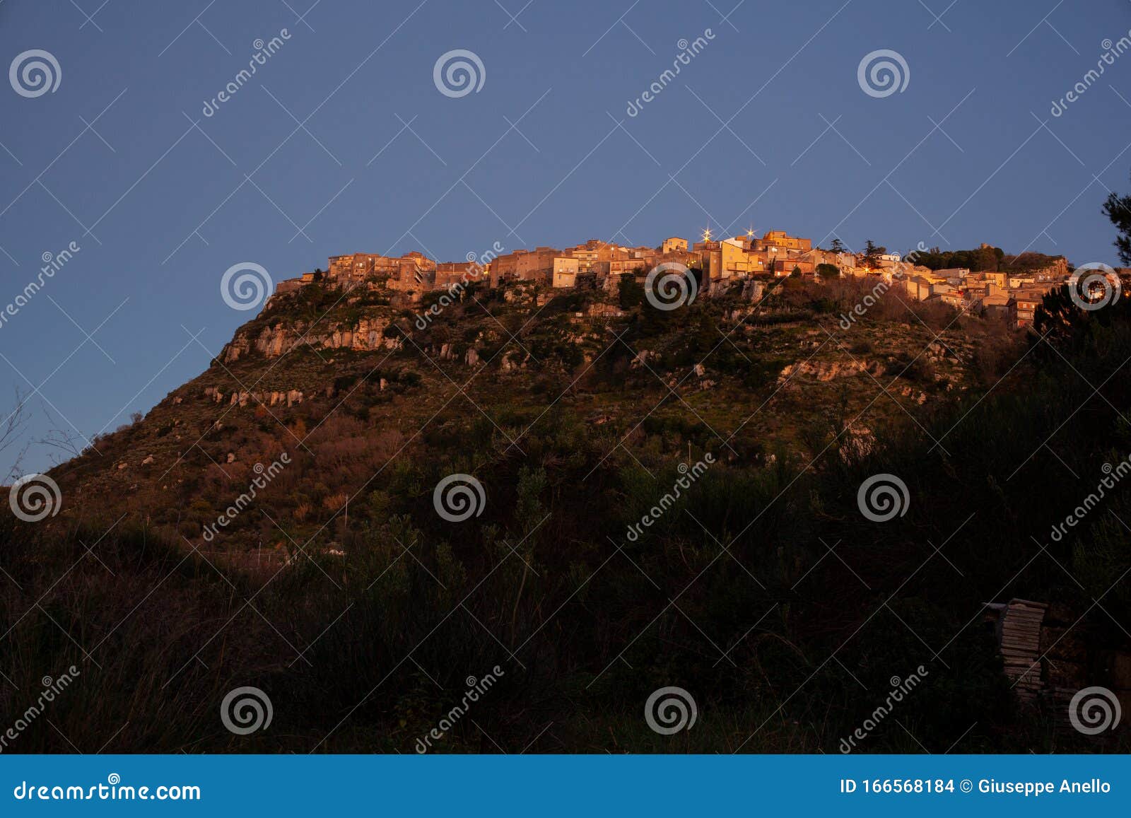 View of Assoro at Sunset, Sicily Stock Photo - Image of sicily, italian ...