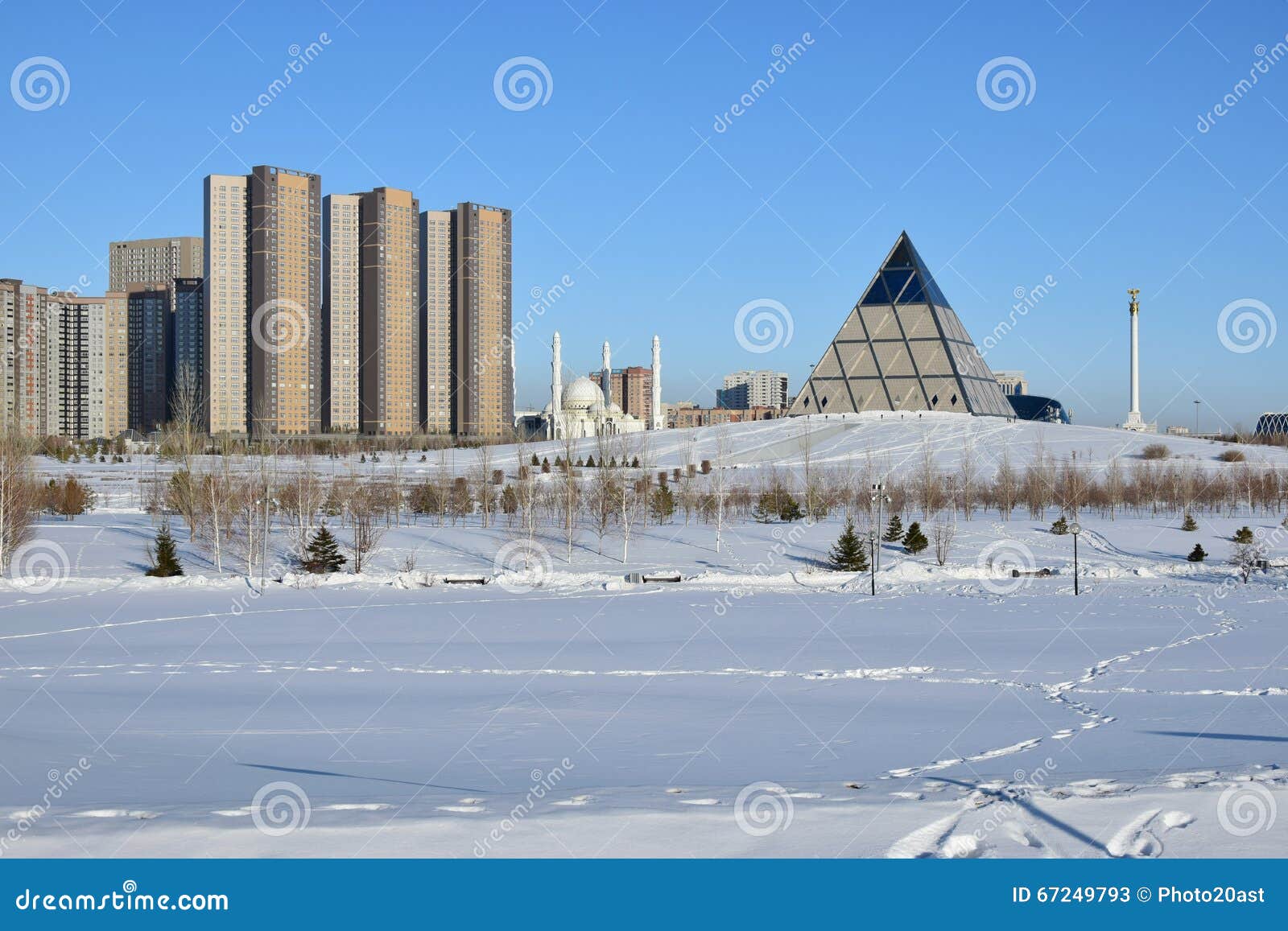 View in Astana in winter editorial stock photo. Image of statue - 67249793