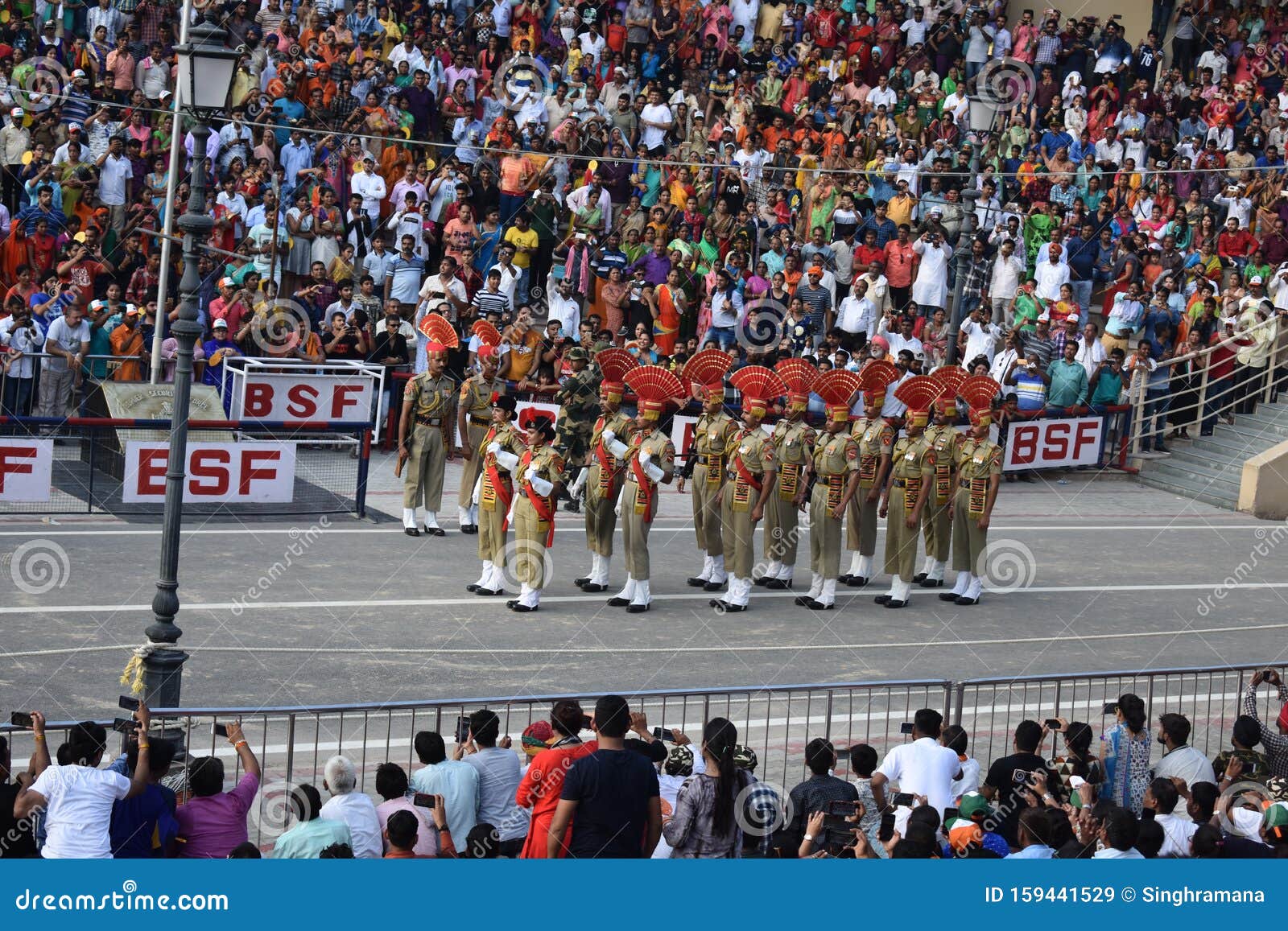 View in Atari Border or Wagah Border Parade in Amritsar. Punjab ...