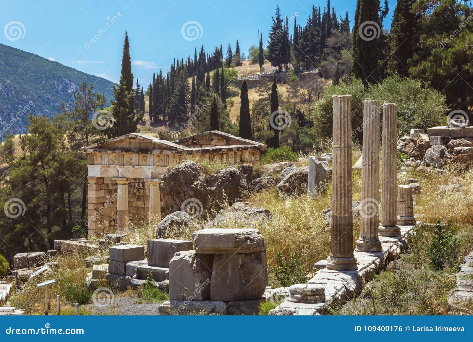 The Athenian Treasury - Delphi - Greece Stock Photo - Image of summer ...